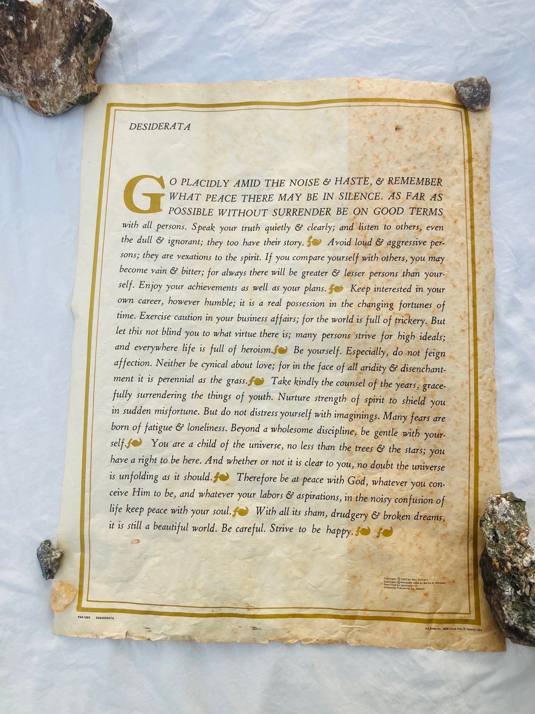 Authentic vintage Desiderata poem Poster by Max Ehrmannaged Look is ...