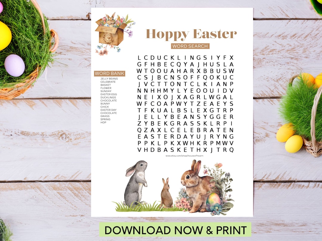 Easter Word Search for Kids Printable, Easter Bunny Word Search, Easter ...