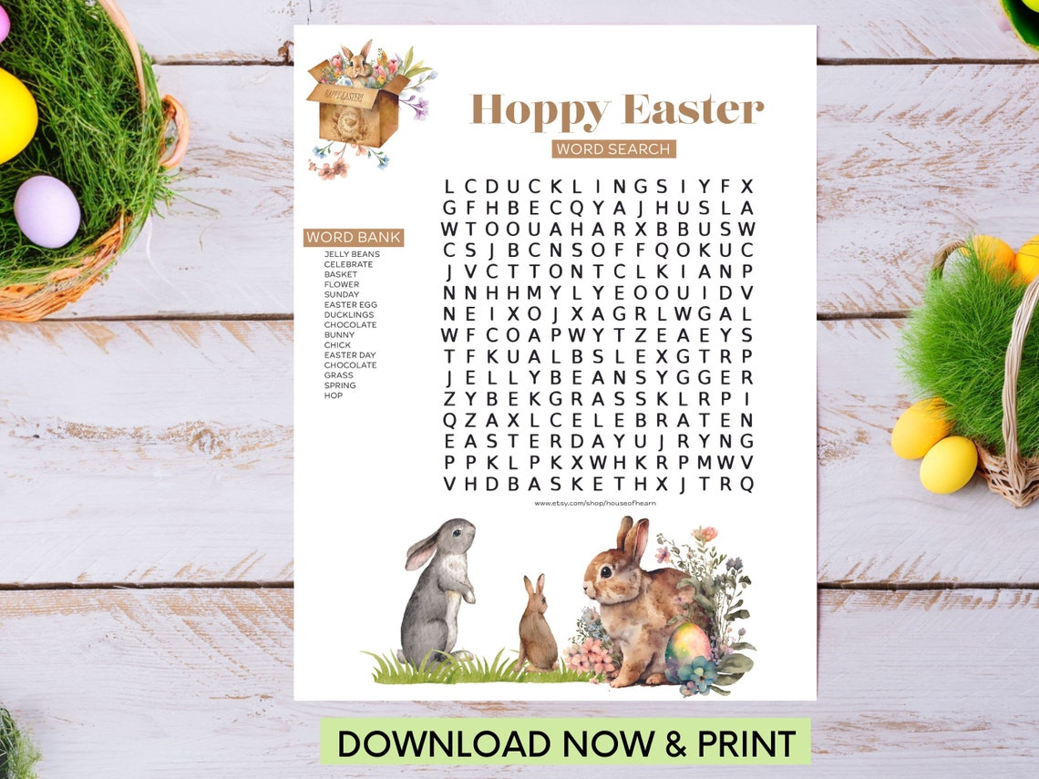 Easter Word Search for Kids Printable, Easter Bunny Word Search, Easter ...