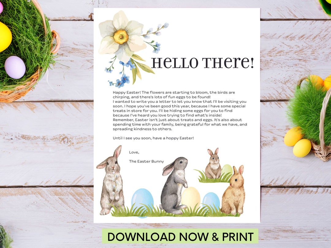 Easter Letter for Kids Printable, Easter Bunny, Easter Kid Activity ...