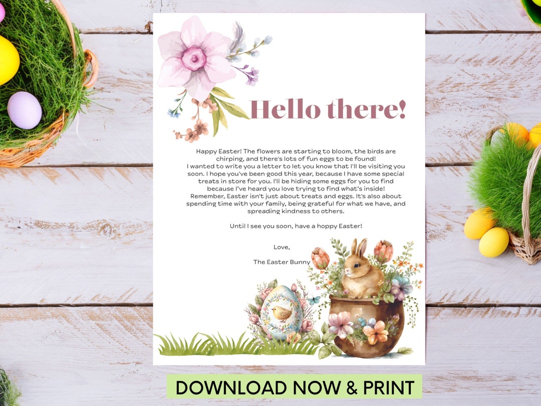 Easter Letter for Kids Printable, Easter Bunny, Easter Kid Activity ...