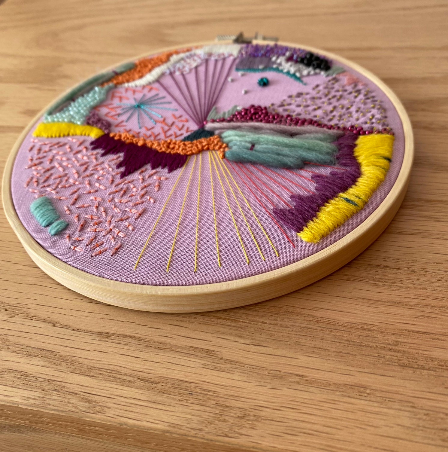 16 Cm Abstract Embroidery Art Purple - Etsy