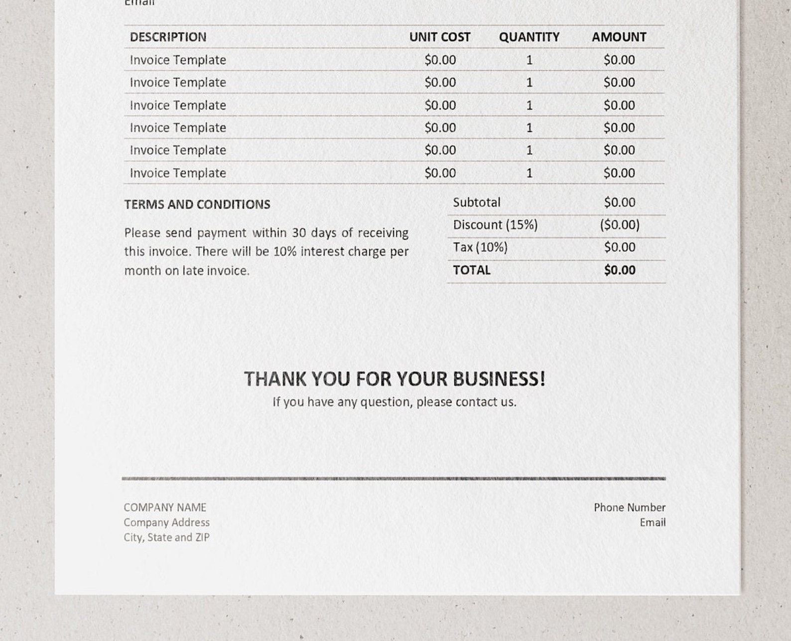 Microsoft Word Invoice Template - Etsy