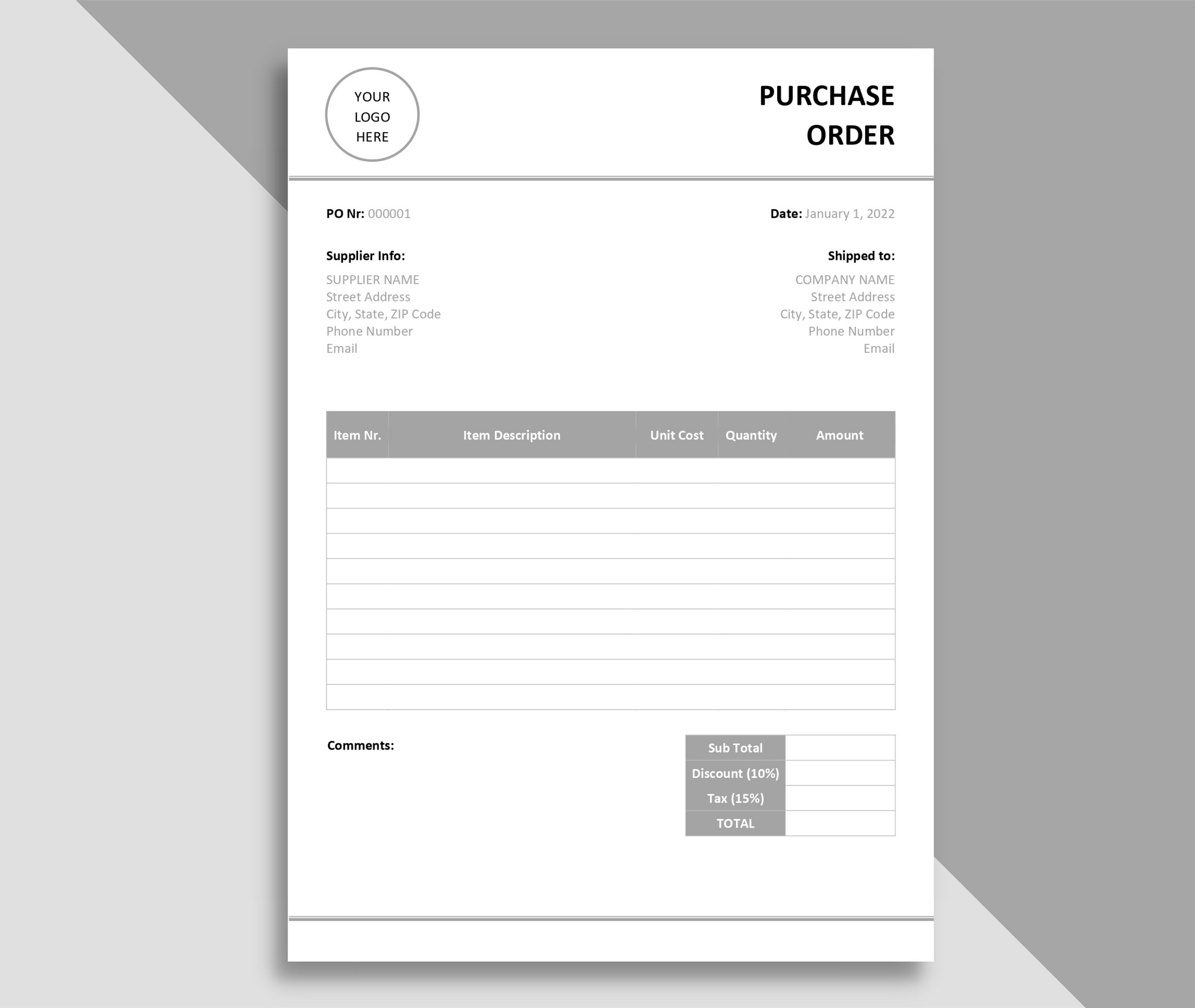 Purchase Order Template Microsoft Word - Etsy