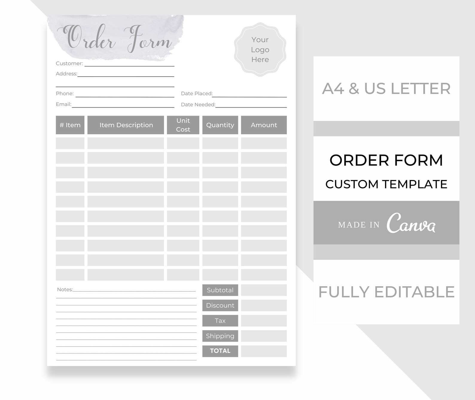 Custom Order Form Template | Canva Design | Editable Order Form - Etsy