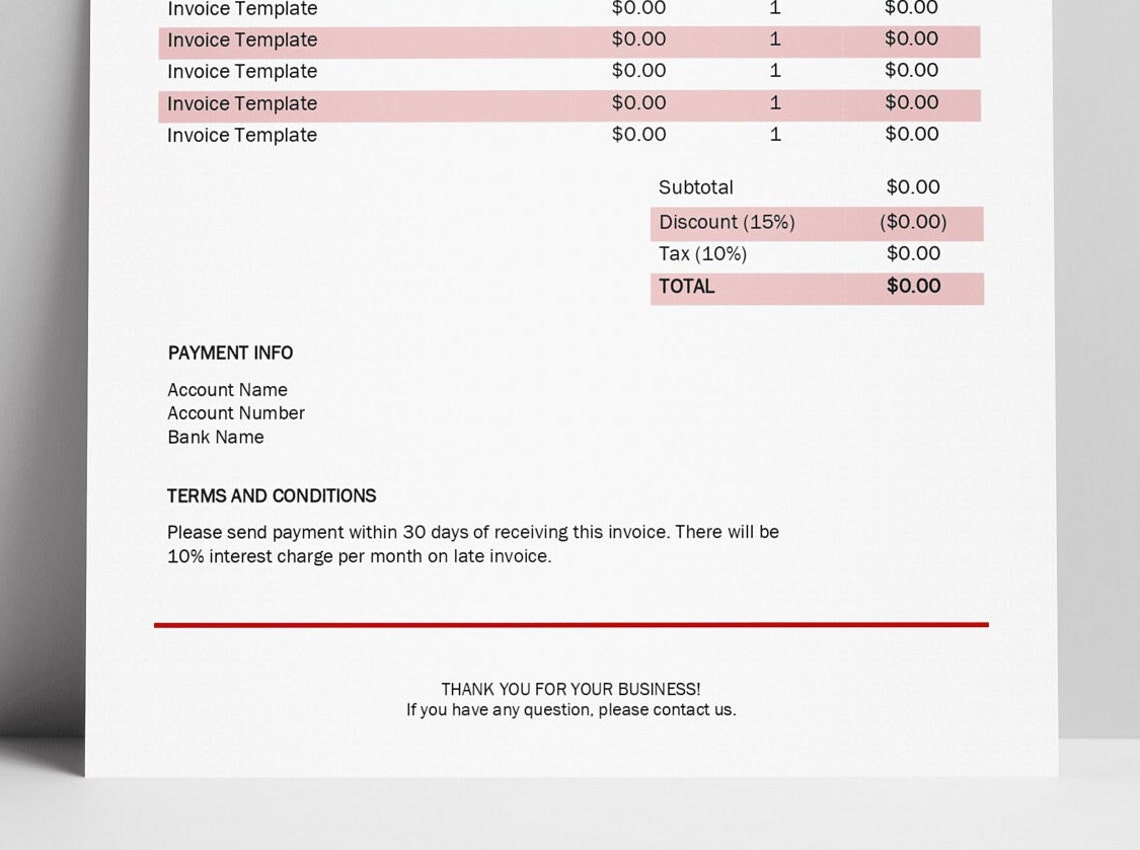 Microsoft Word Invoice Template - Etsy