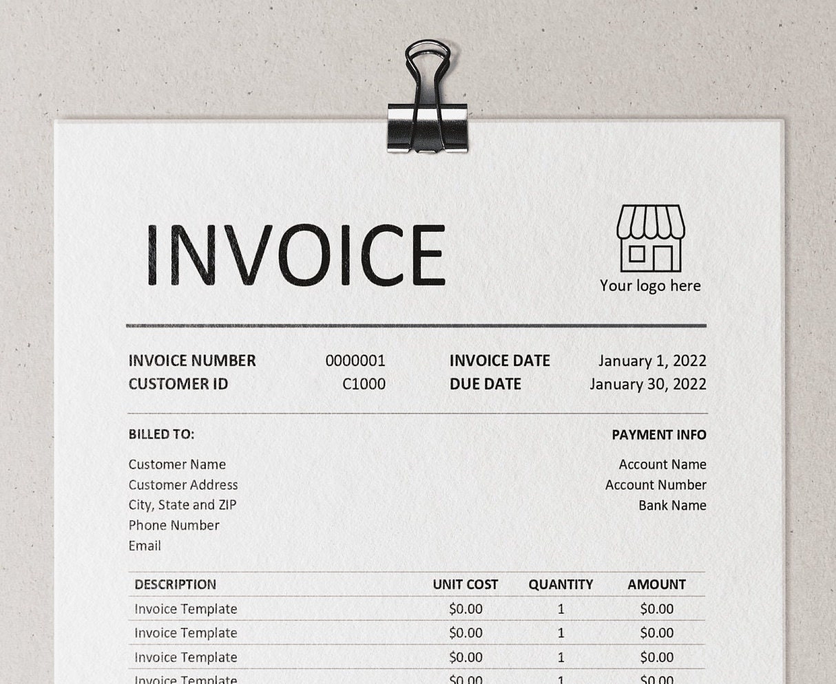 Microsoft Word Invoice Template - Etsy