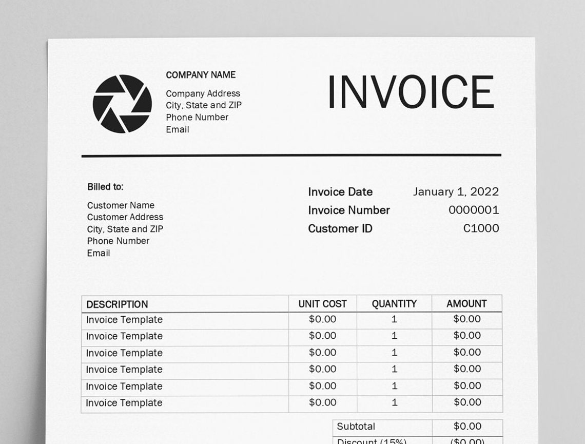 Microsoft Word Invoice Template - Etsy