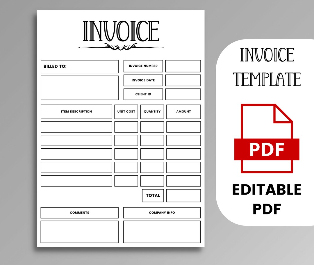 Invoice Template PDF. Business Invoice. Editable and Printable Invoice ...