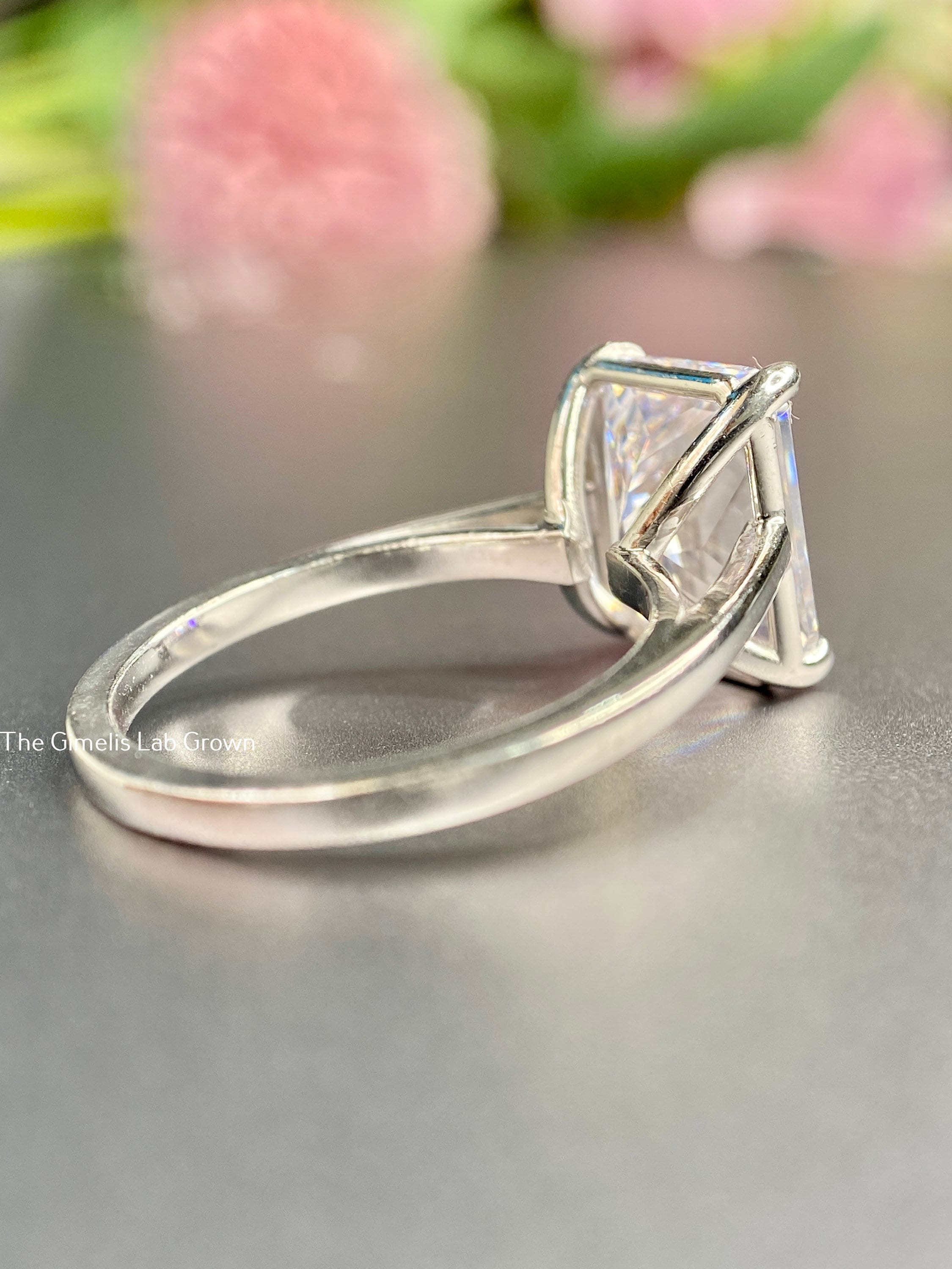 3 CT Radiant Cut Wedding Ring, Radiant Cut Engagement Ring, Hidden Halo ...