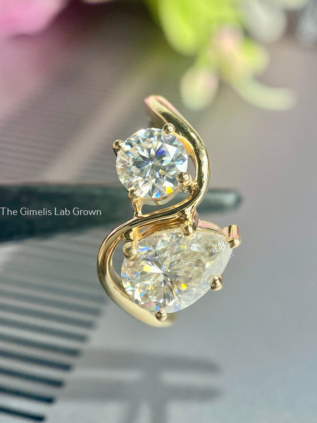 Double Stone Engagement Ring 2 Stone Toi Et Moi Ring Wedding Ring Round ...