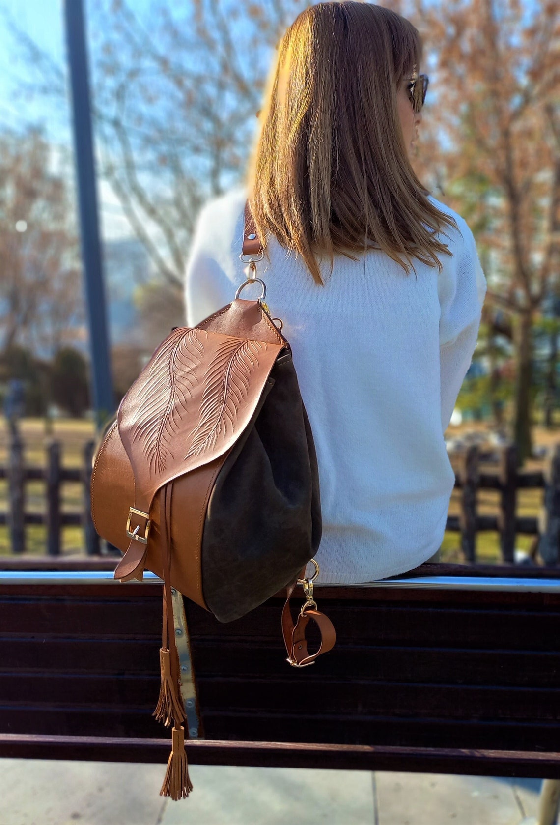 Tan Vintage Leather Backpack Aesthetic Backpack Women Mini - Etsy