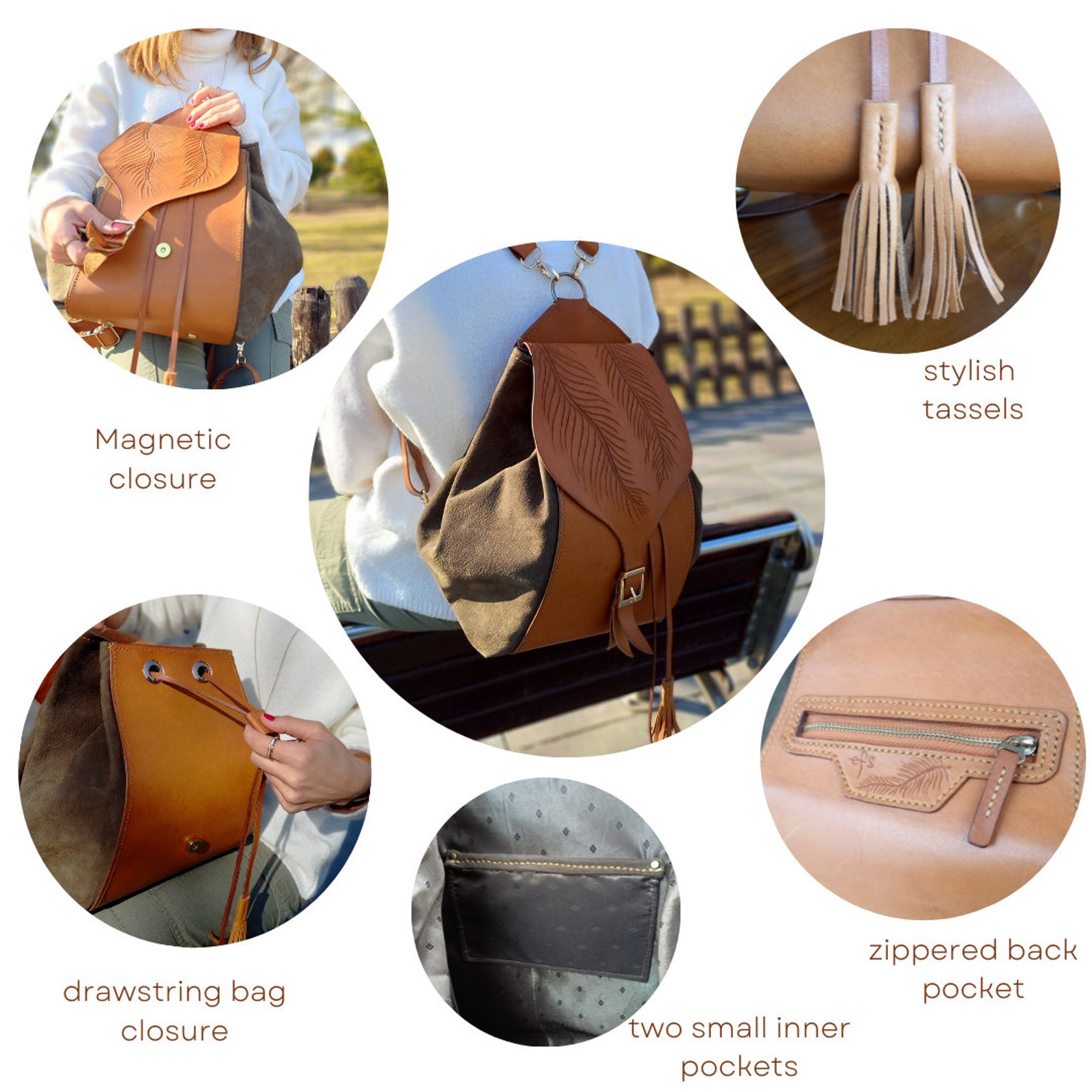 Tan Vintage Leather Backpack Aesthetic Backpack Women Mini - Etsy