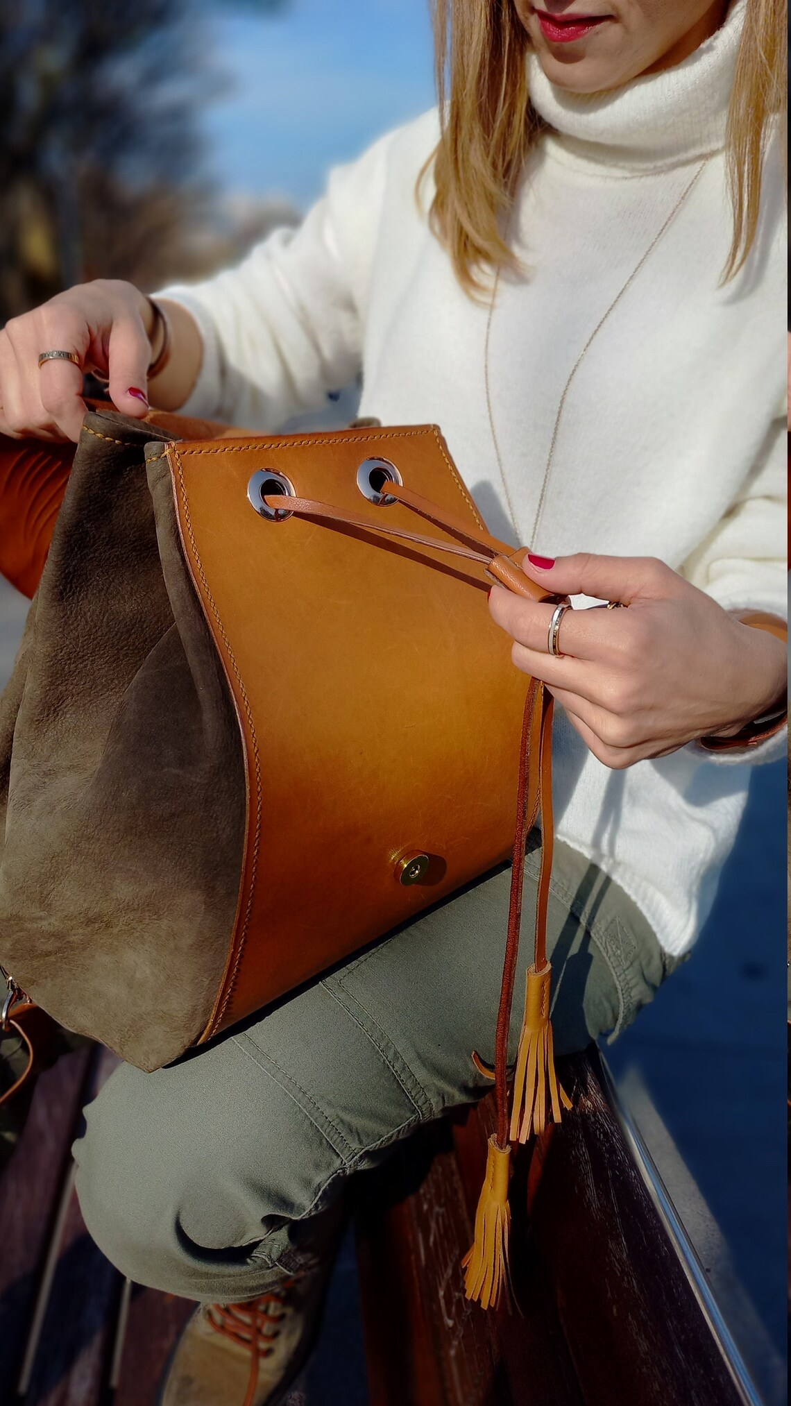 Tan Vintage Leather Backpack Aesthetic Backpack Women Mini - Etsy