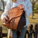 Tan Vintage Leather Backpack, Aesthetic Backpack Women, Mini Backpack ...