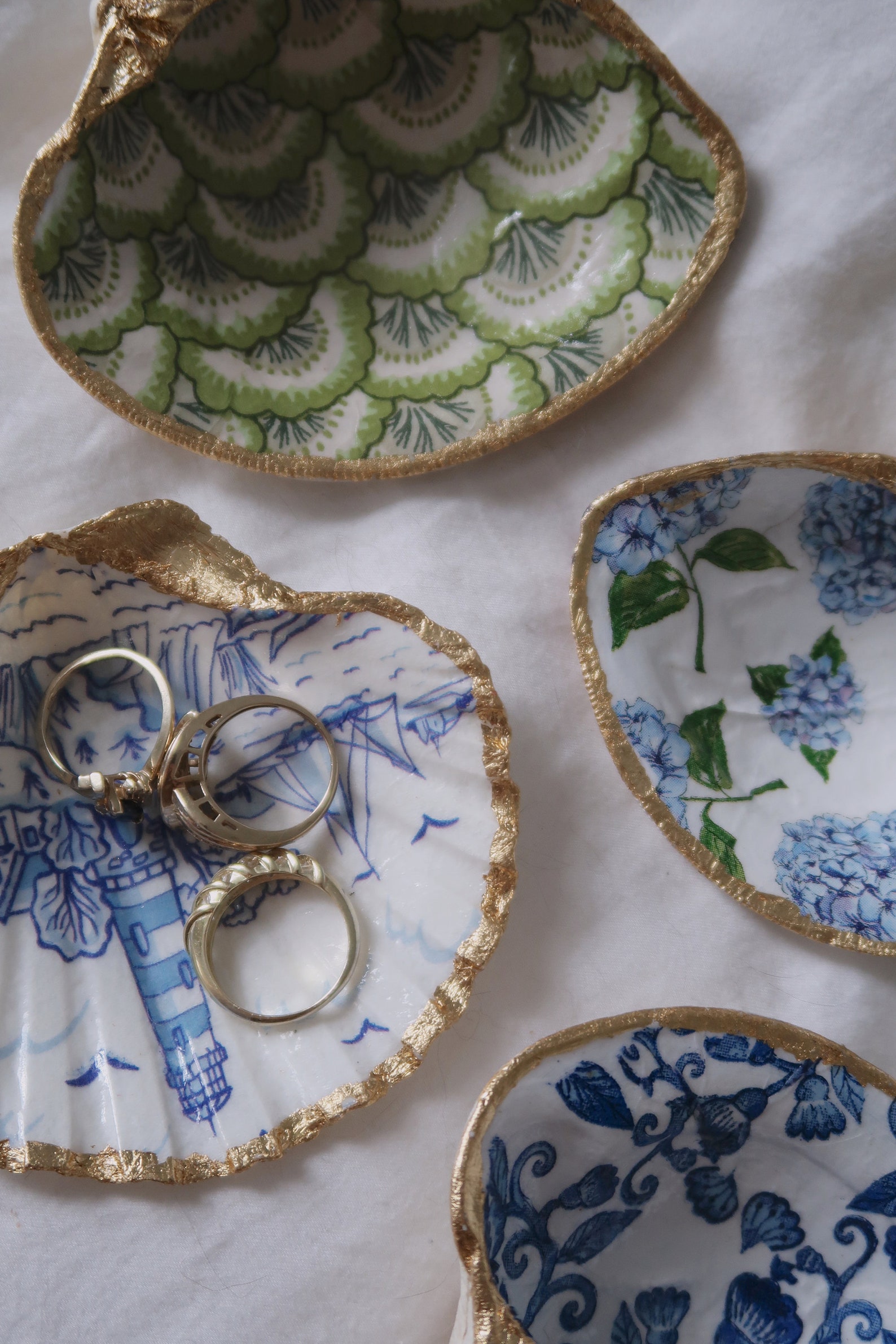 Ready-to-ship Decoupage Shell Dish | Shell Trinket Dish - Etsy