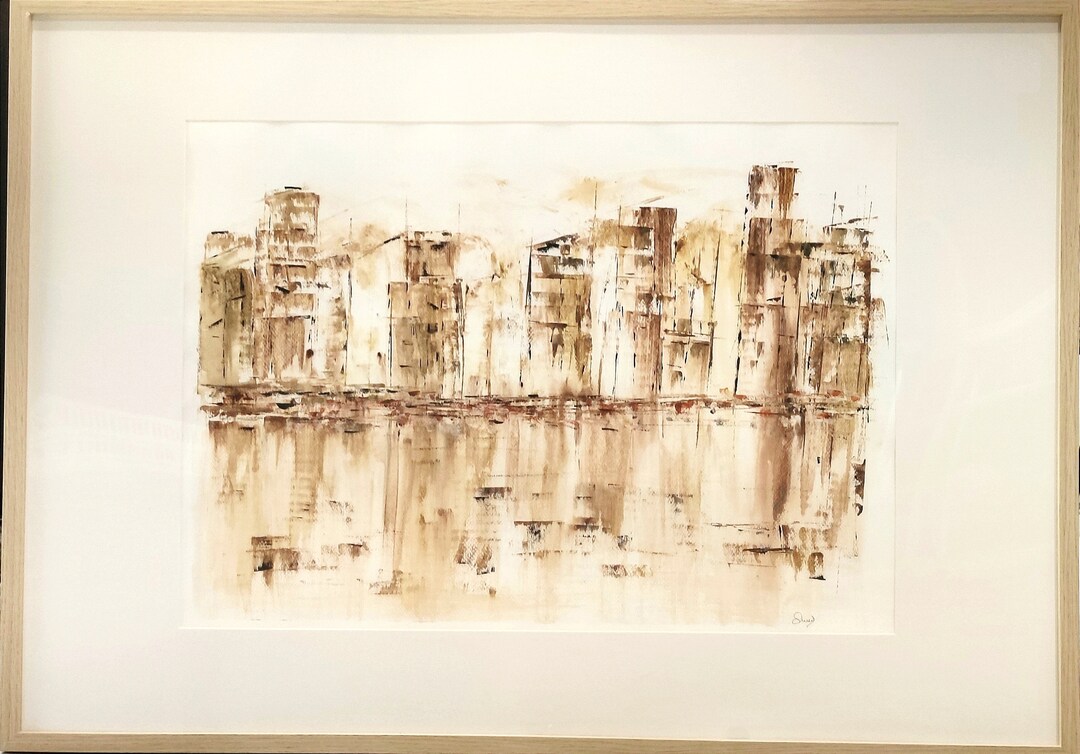 Watercolor Building, Original Watercolor Building, Painting Abstract ...