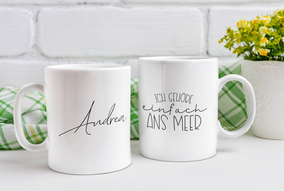 Ceramic or Enamel Cup Personalized Sea Cup With Desired Name Cup for ...