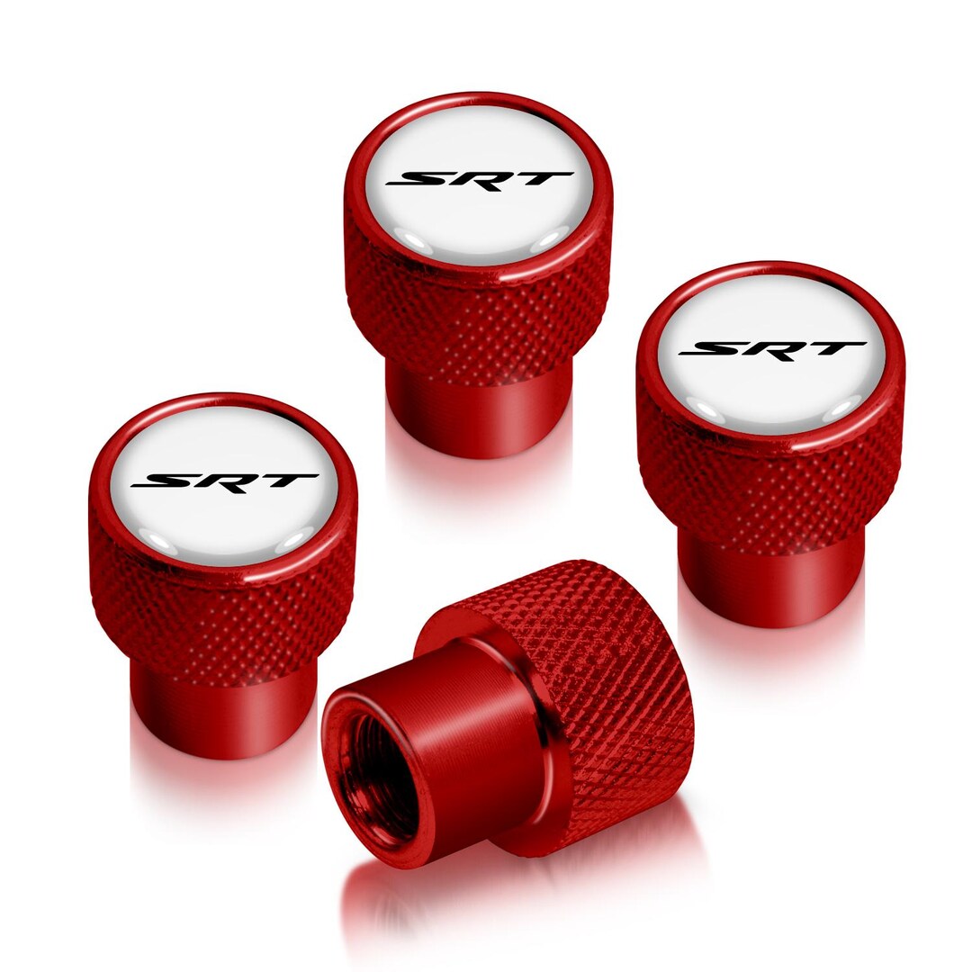 Ipick Image for Dodge SRT Logo in White on Red Aluminum Tire Valve Stem ...