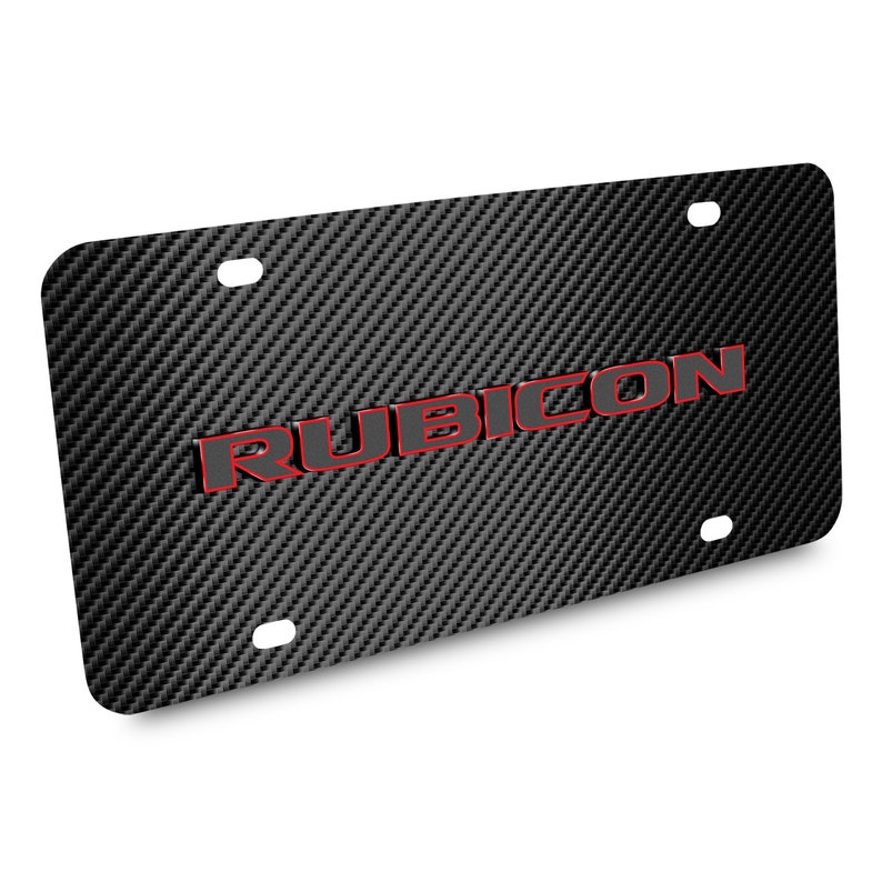 Ipick Image Made for Jeep Rubicon 3D Logo Red Edge Black Carbon Fiber ...