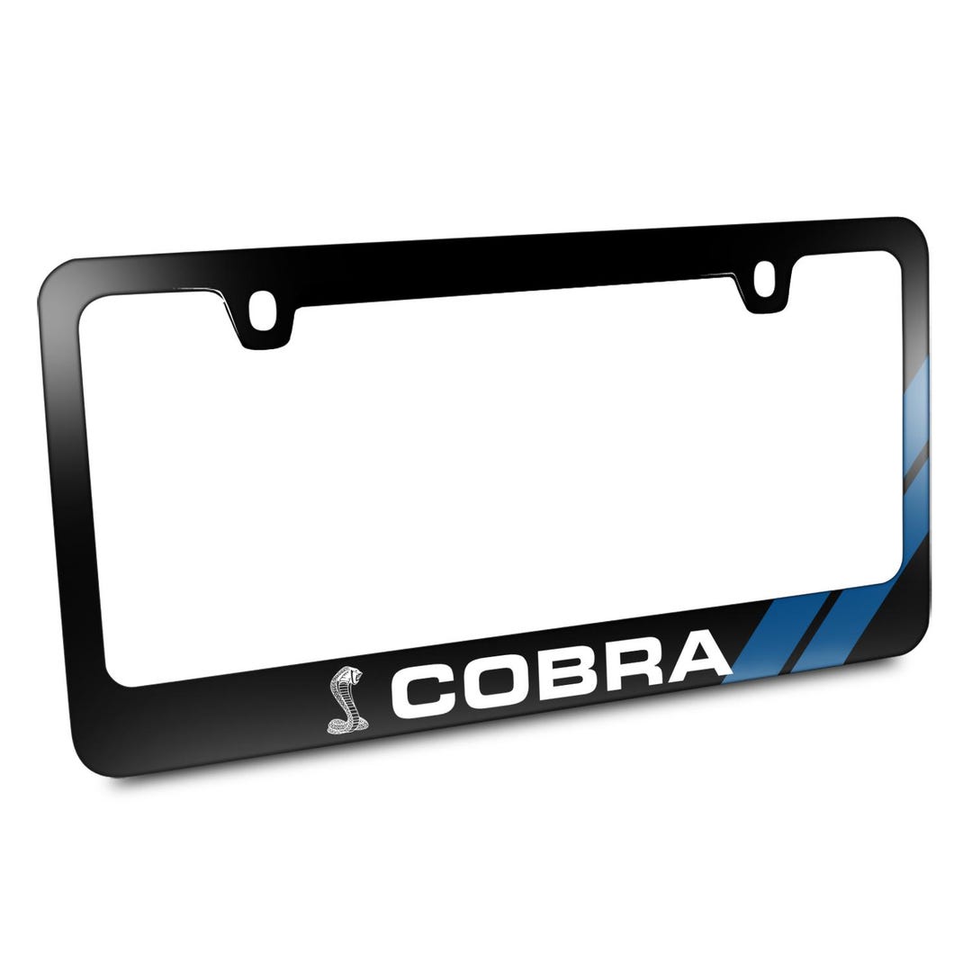 Ipick Image for Ford Mustang Cobra Blue Stripe Black Metal License ...