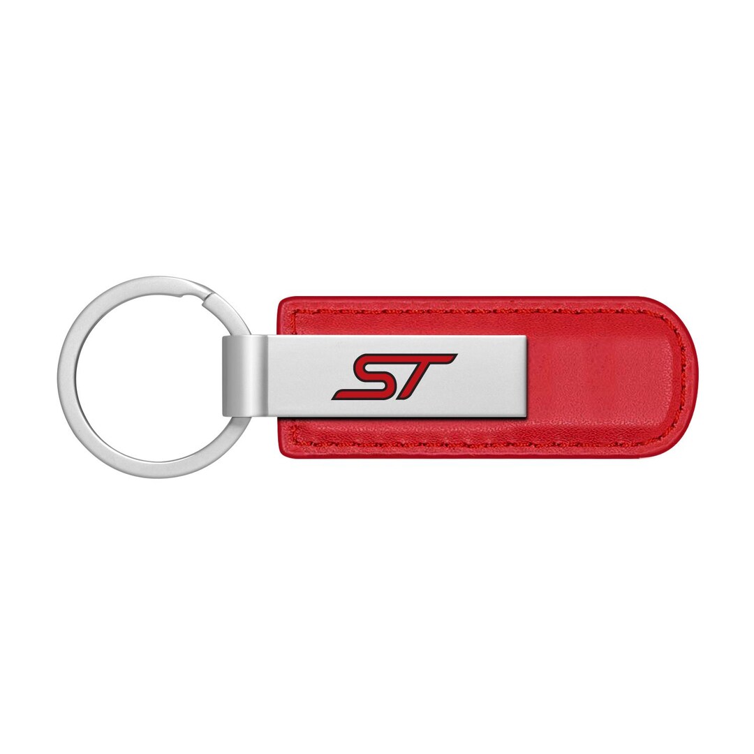 Ipick Image for Ford Focus ST Red PU Leather Strap Silver Metal Bar Key ...