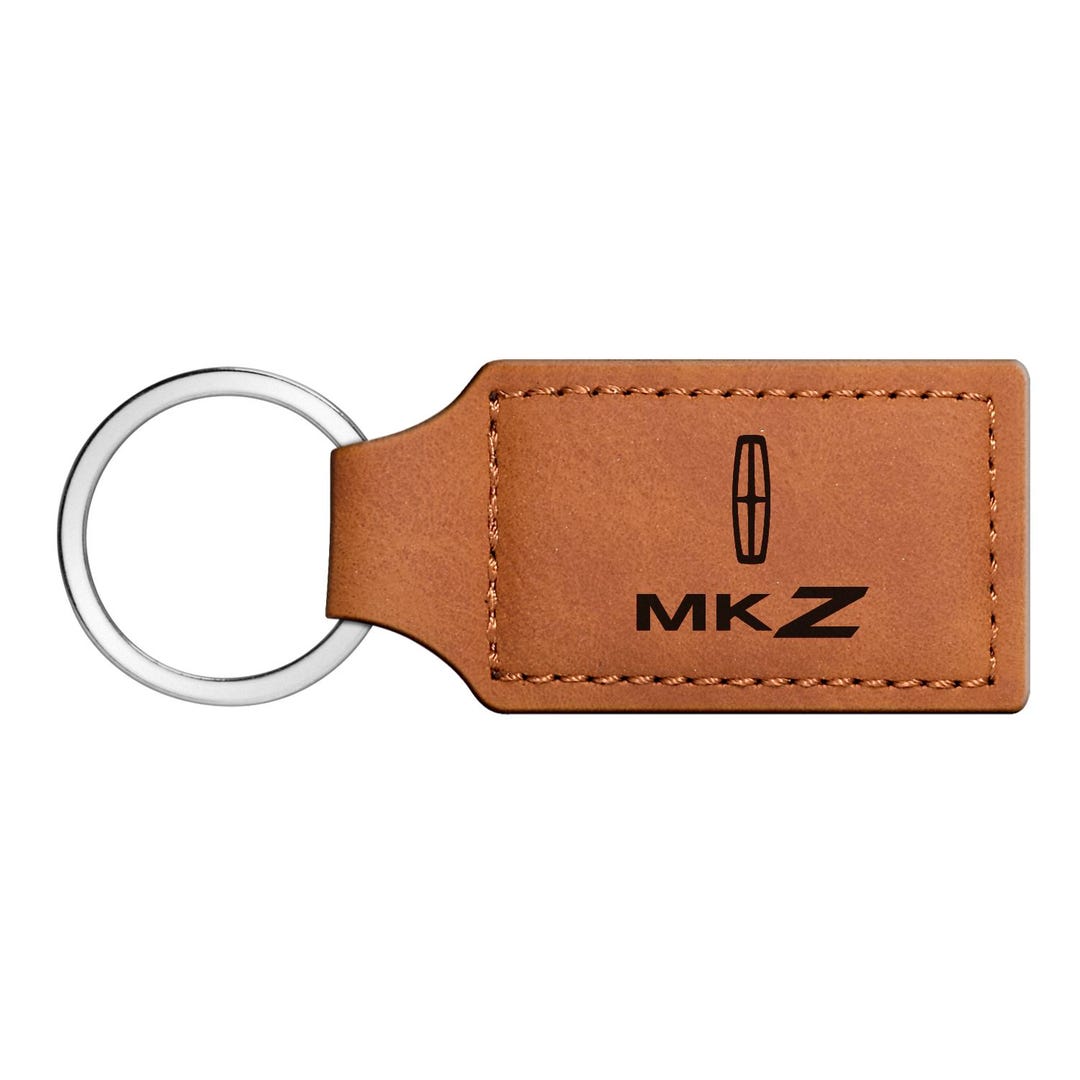 Ipick Image Made for Lincoln Rectangular Brown Leather Key Chain - MKZ ...