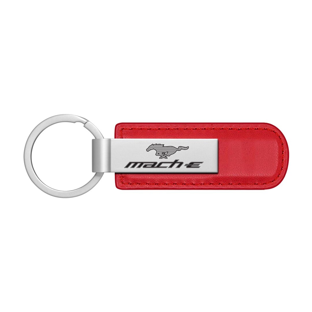 Ipick Image for Ford Mustang Mach-e Red PU Leather Strap Silver Metal ...