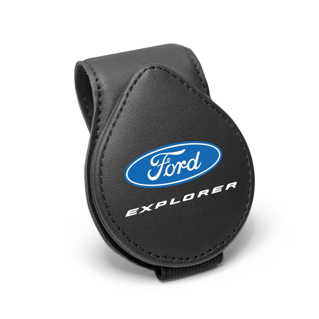 Ford Explorer Logo Black Leather Magnetic Sunglass Holder Car Sun Visor ...