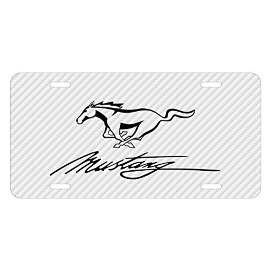 Ipick Image Made for Ford Mustang Script White Carbon Fiber Look ...