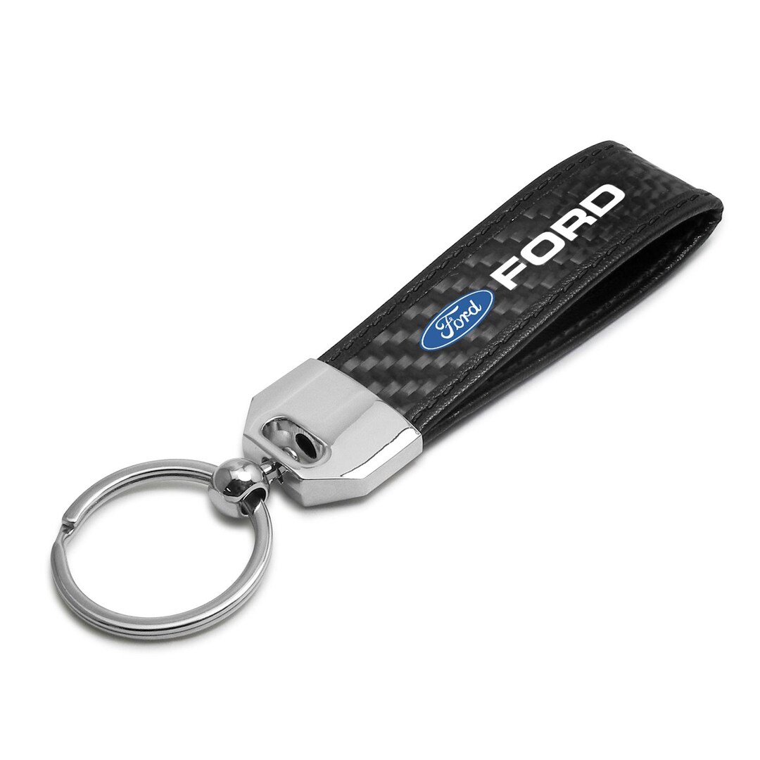 Ipick Image for Ford Logo Real Carbon Fiber Leather Strap Key Chain ...