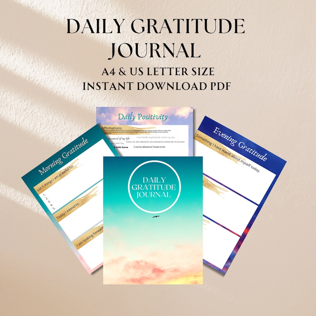 Gratitude Journal Printable, Mindfulness Log, Gratitude Template, Self ...