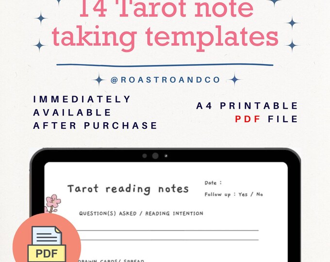 Tarot Note Template | PDF | Downloadable Printable | Astrology Cheat ...