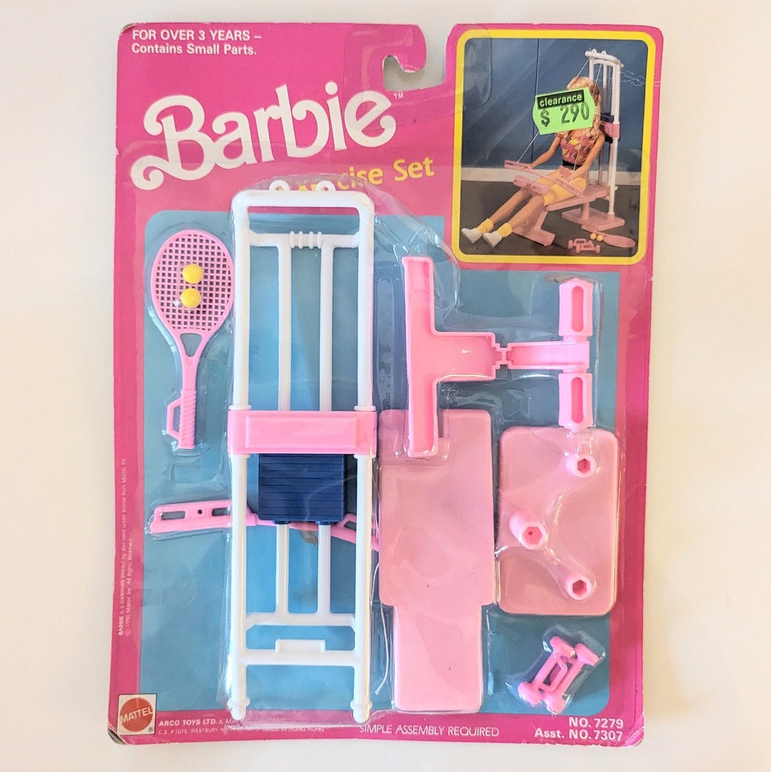 1990 Barbie Exercise Set, Weights and Tennis Racket, New in Box - Etsy