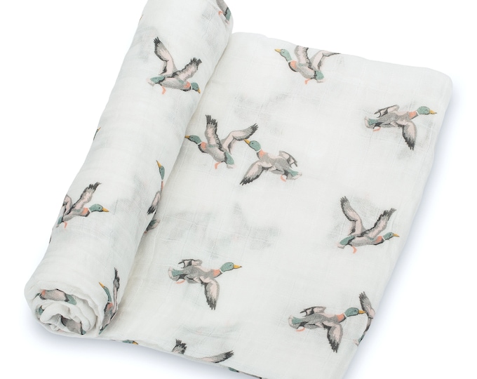 Lollybanks 100% Cotton Mallard Duck Muslin Swaddle Blanket 47 X 47 of ...