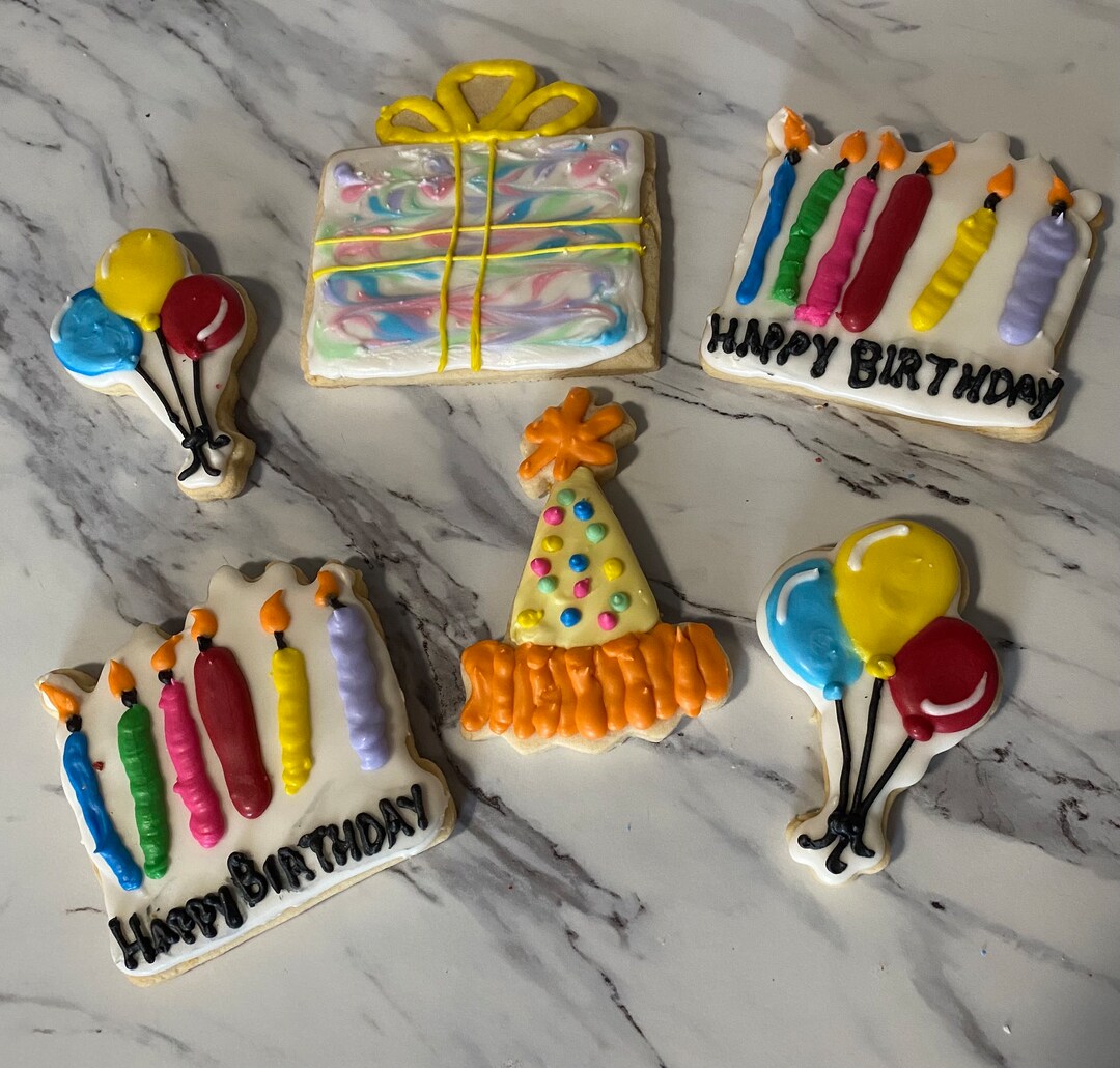 Happy Birthday Decorated Sugar Cookies - Etsy