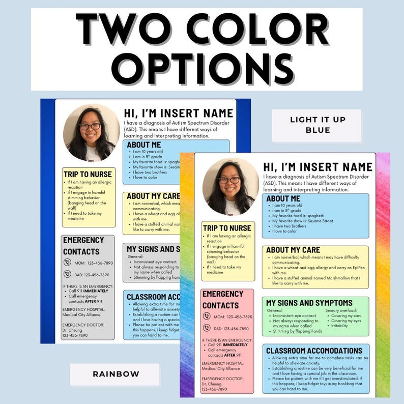 Autism All About Me Info Sheet, Autism Medical Info Sheet for Teachers ...