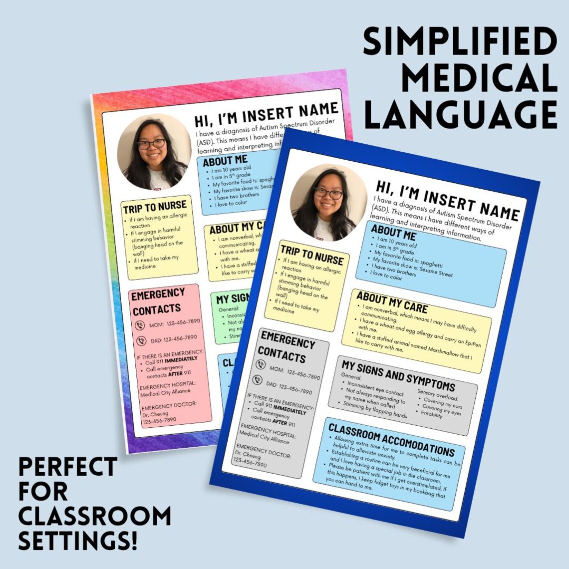 Autism All About Me Info Sheet, Autism Medical Info Sheet for Teachers ...