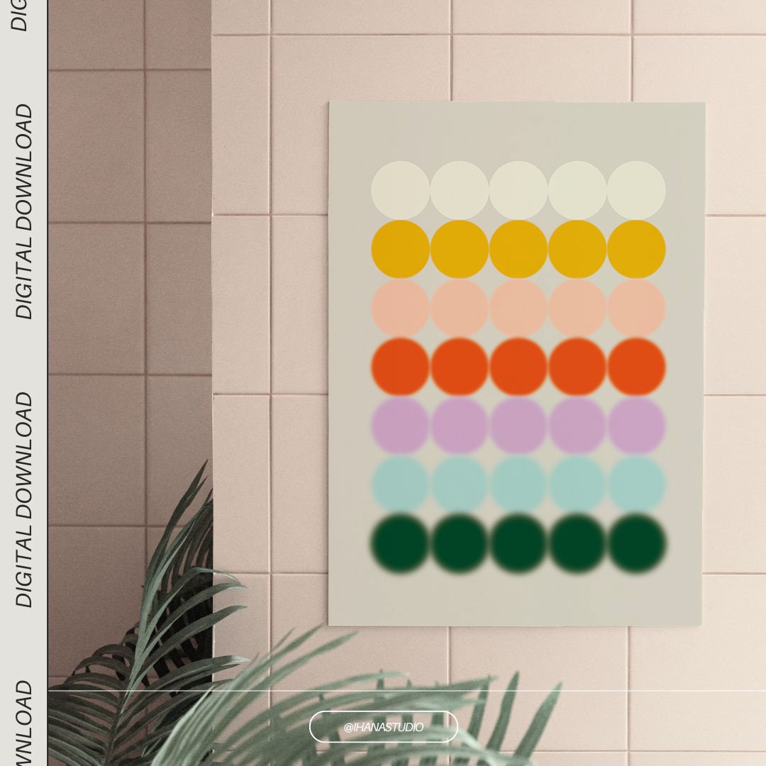 Bold Color Circle Art Print | Digital Download Aura Wall Art | Modern ...