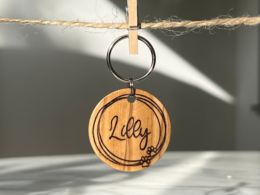 Personalized Wooden Dog Tag, 30 Mm Diameter, With Laser Engraving on ...