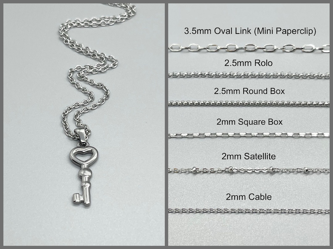 Stainless Steel Key Pendant Necklace CHOOSE YOUR CHAIN Tarnish Free ...