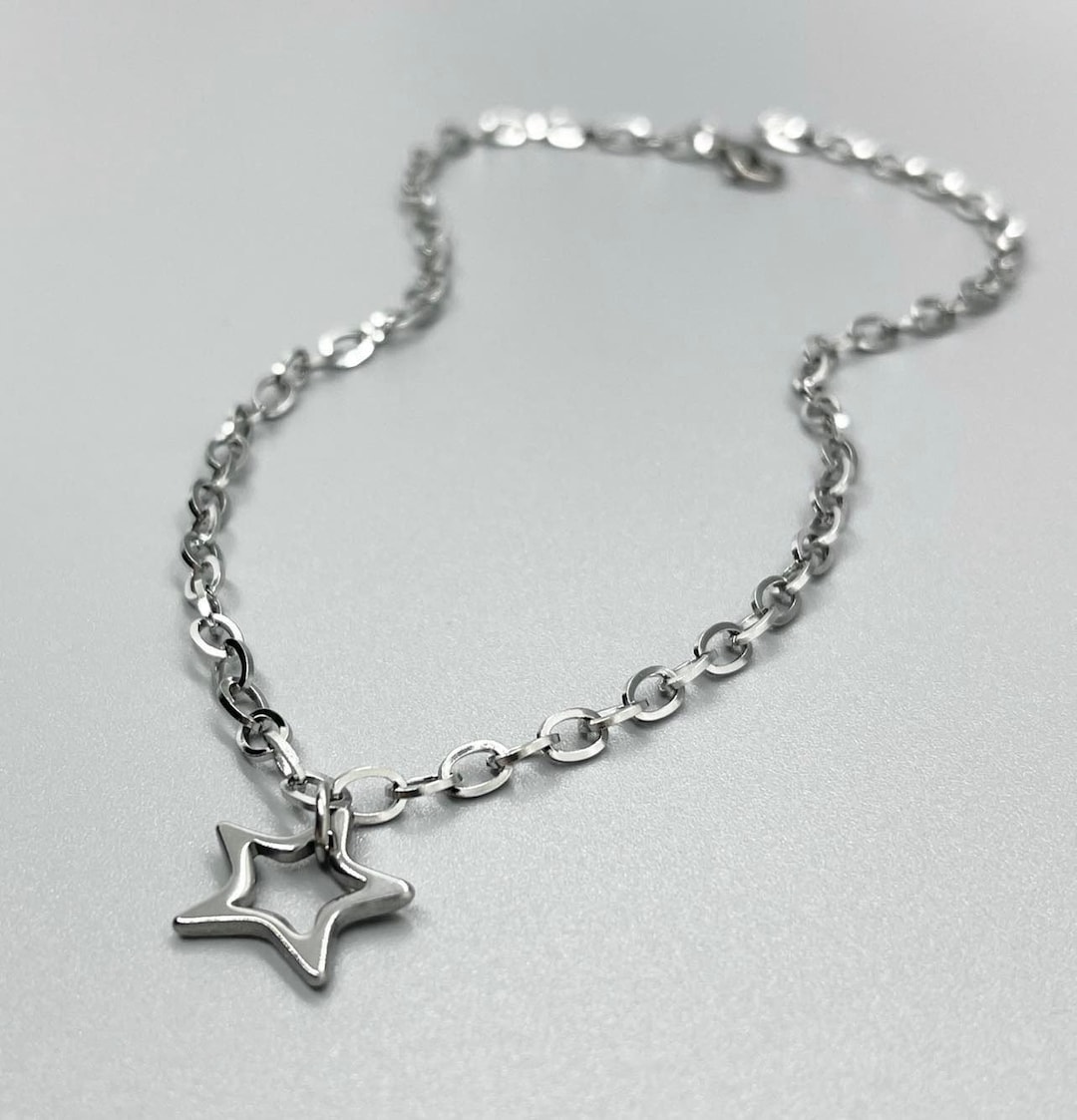 Stainless Steel Star Pendant Necklace: Mini Paperclip Chain, Tarnish ...