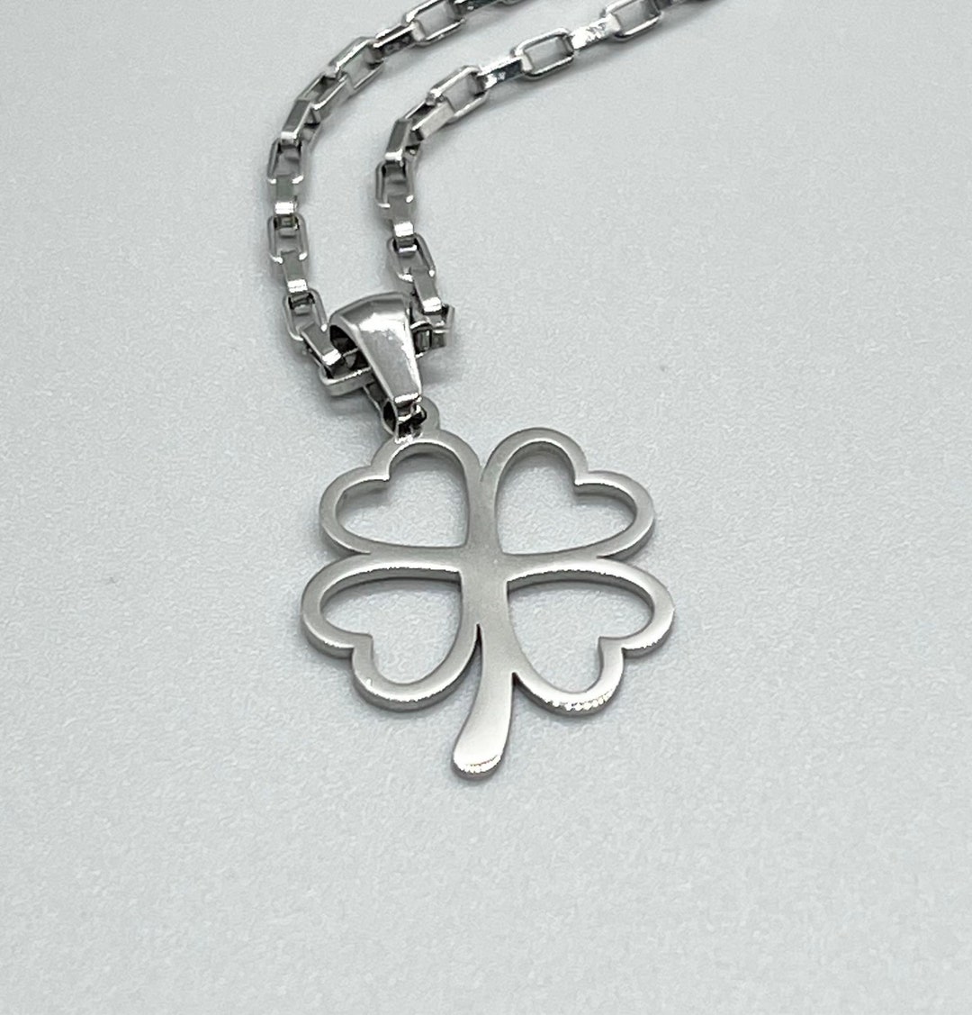 Stainless Steel 4 Leaf Clover Pendant Necklace CHOOSE YOUR CHAIN No ...