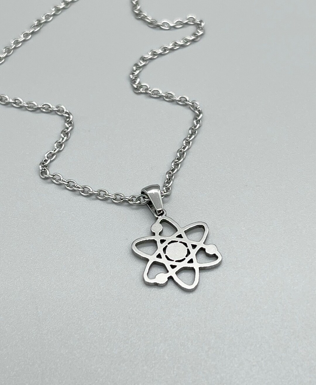 Stainless Steel Atom Pendant Necklace CHOOSE YOUR CHAIN No Tarnish ...