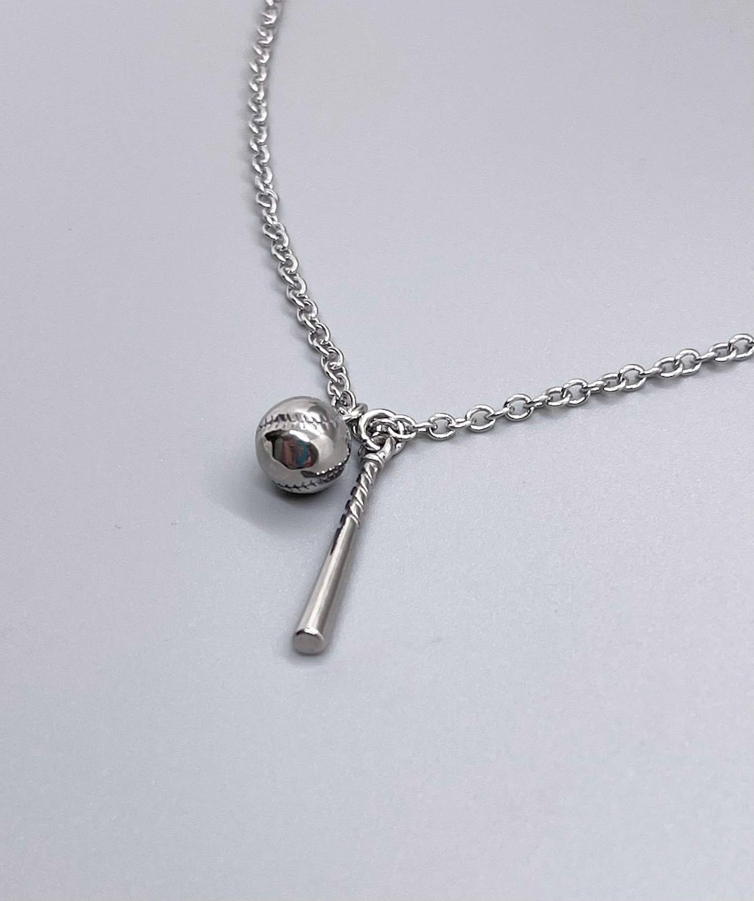 Stainless Steel Baseball Bat Necklace: Unisex Sports Jewelry - Etsy