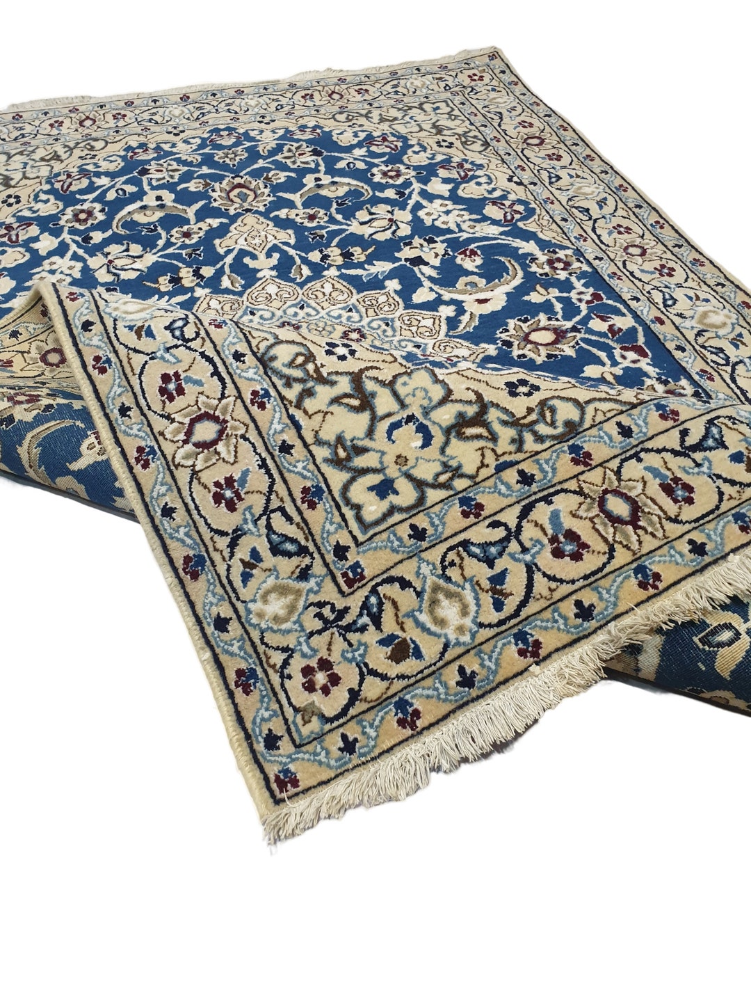 Handmade 6x4 Persian Nain Blue Floor Area Rug Home Office Decor Carpet ...