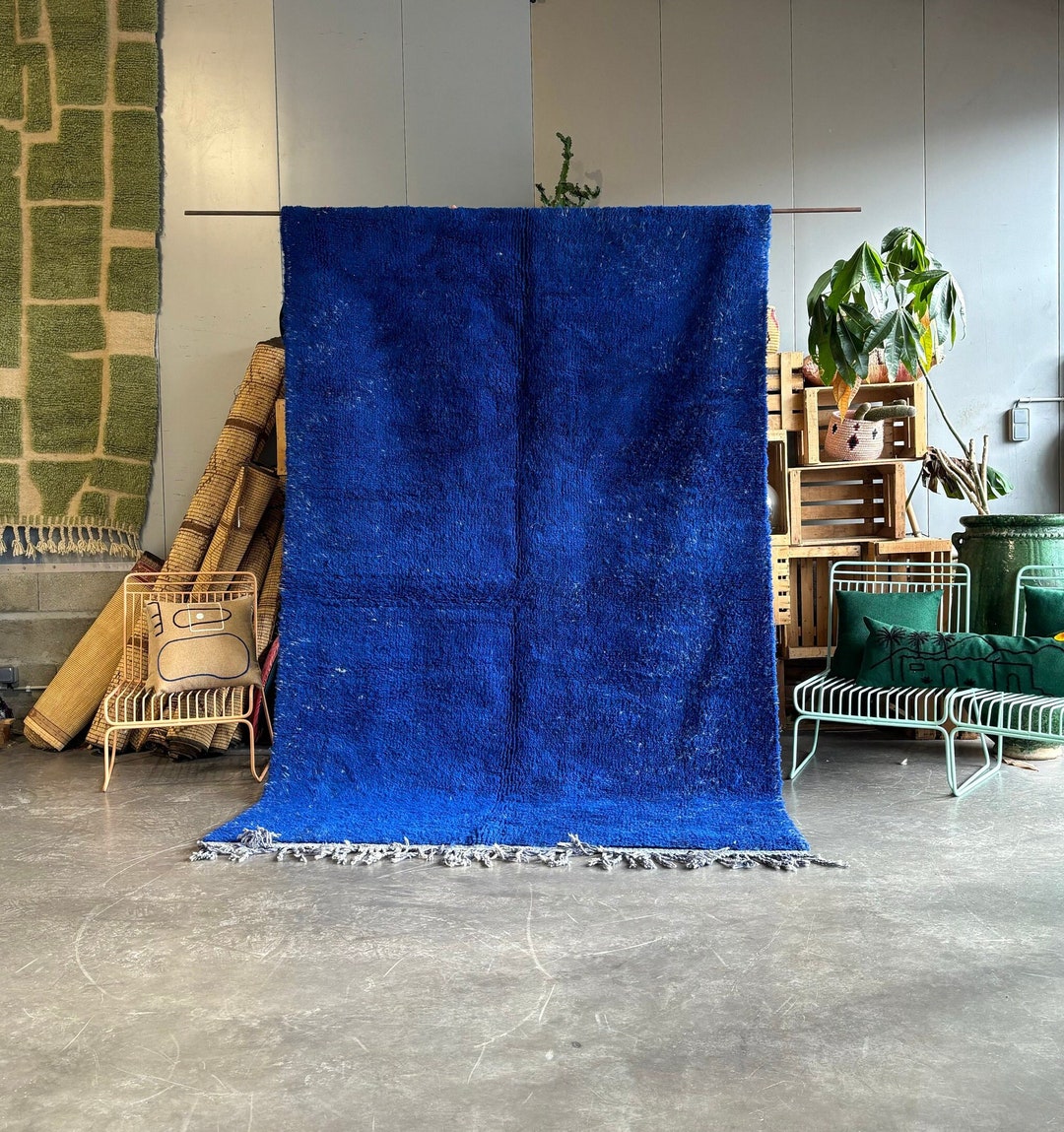 Blue Majorelle Rug, Authentic Moroccan Rug, Berber Carpet, Genuine Wool ...