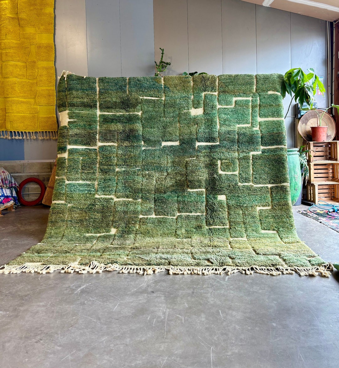 Moroccan Modern Green Rug, Authentic Moroccan Rug, Berber Carpet ...