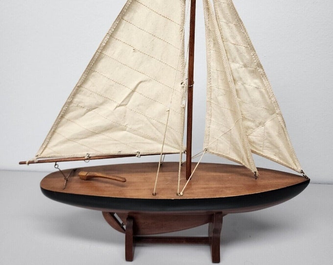 Vintage Wooden Sailboat With Moveable Rudder 18in Long X 22in High X ...