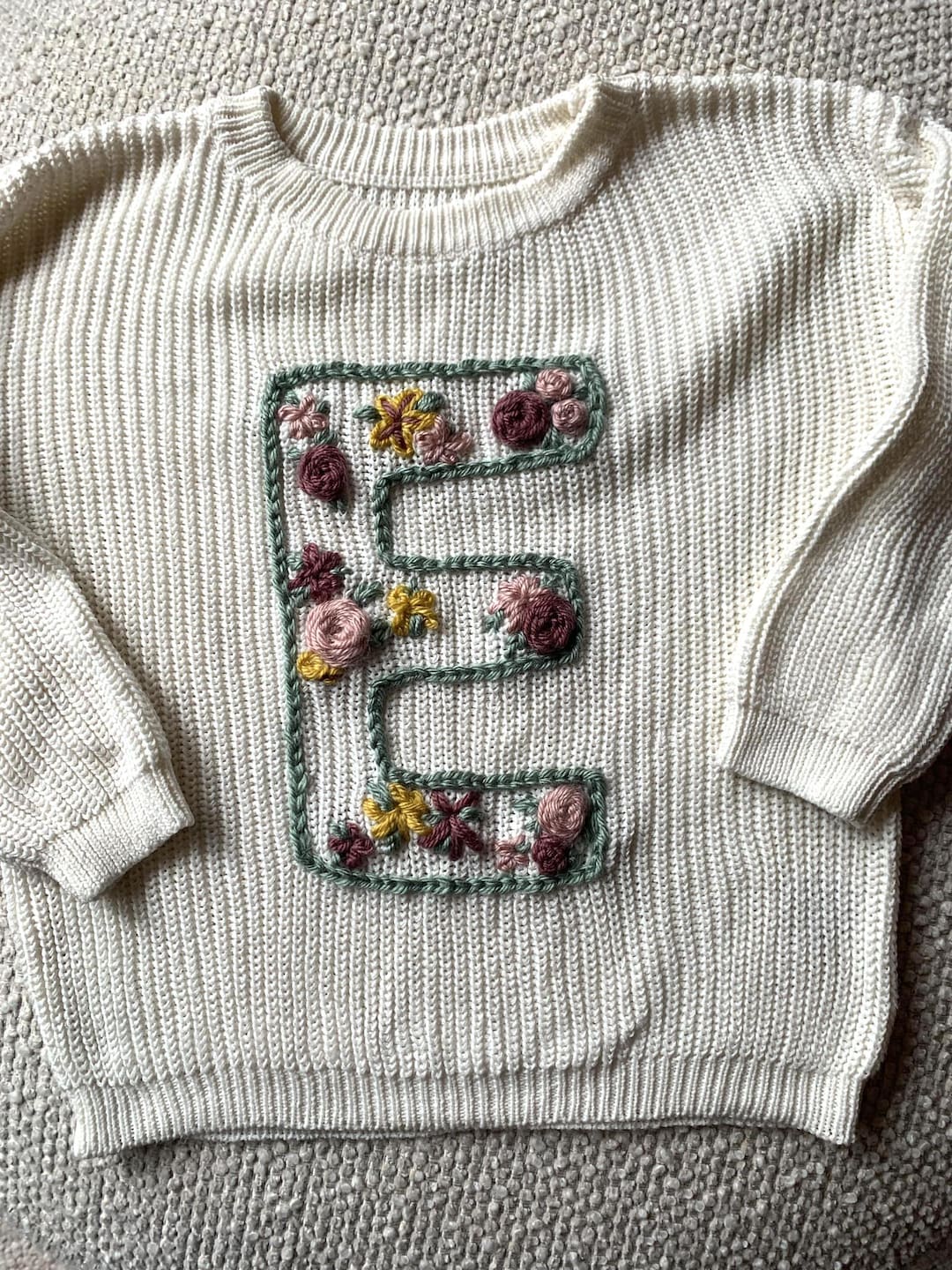 Custom Hand Embroidered Sweater Initials - Etsy